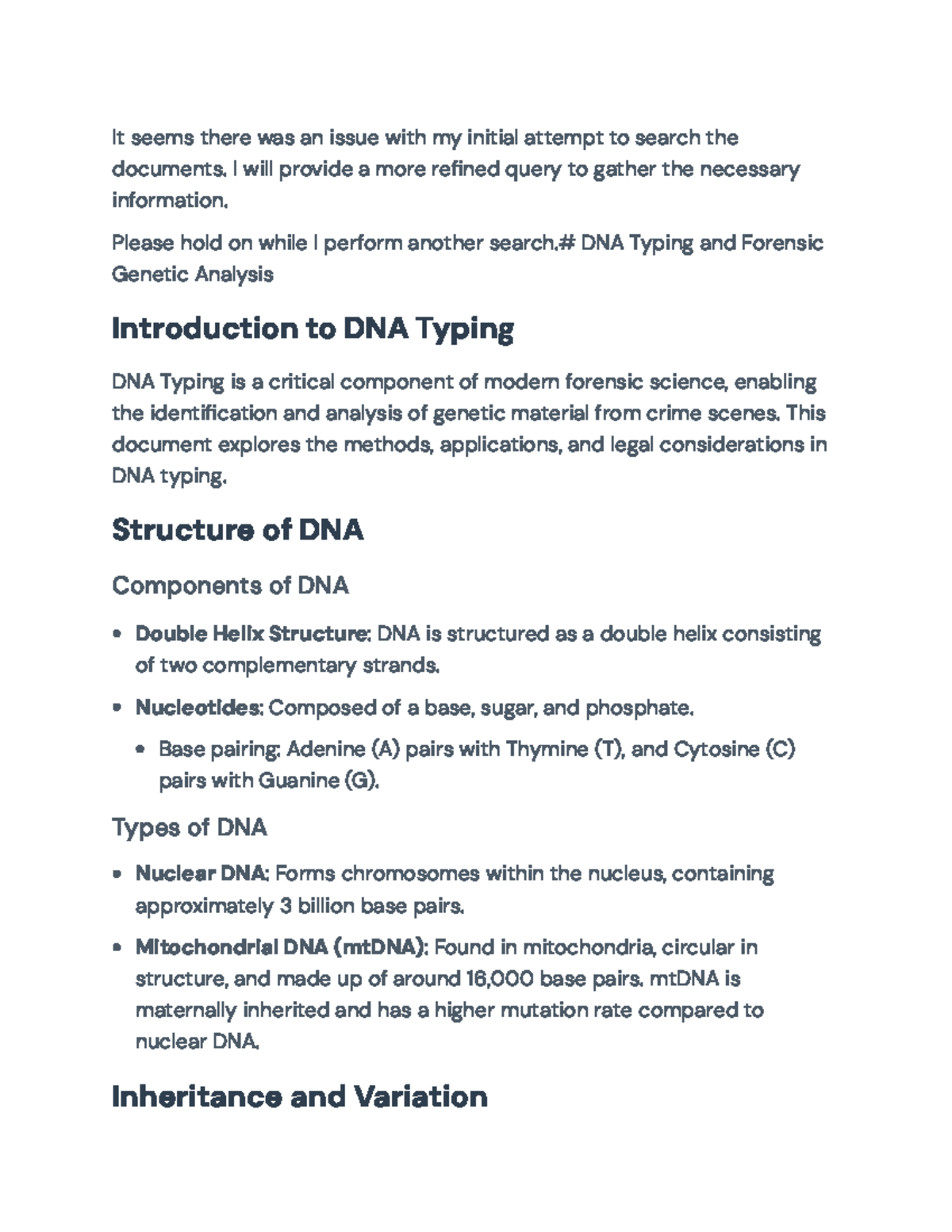 DNA Typing & Forensic Analysis Techniques: An Overview (Course Code: N ...
