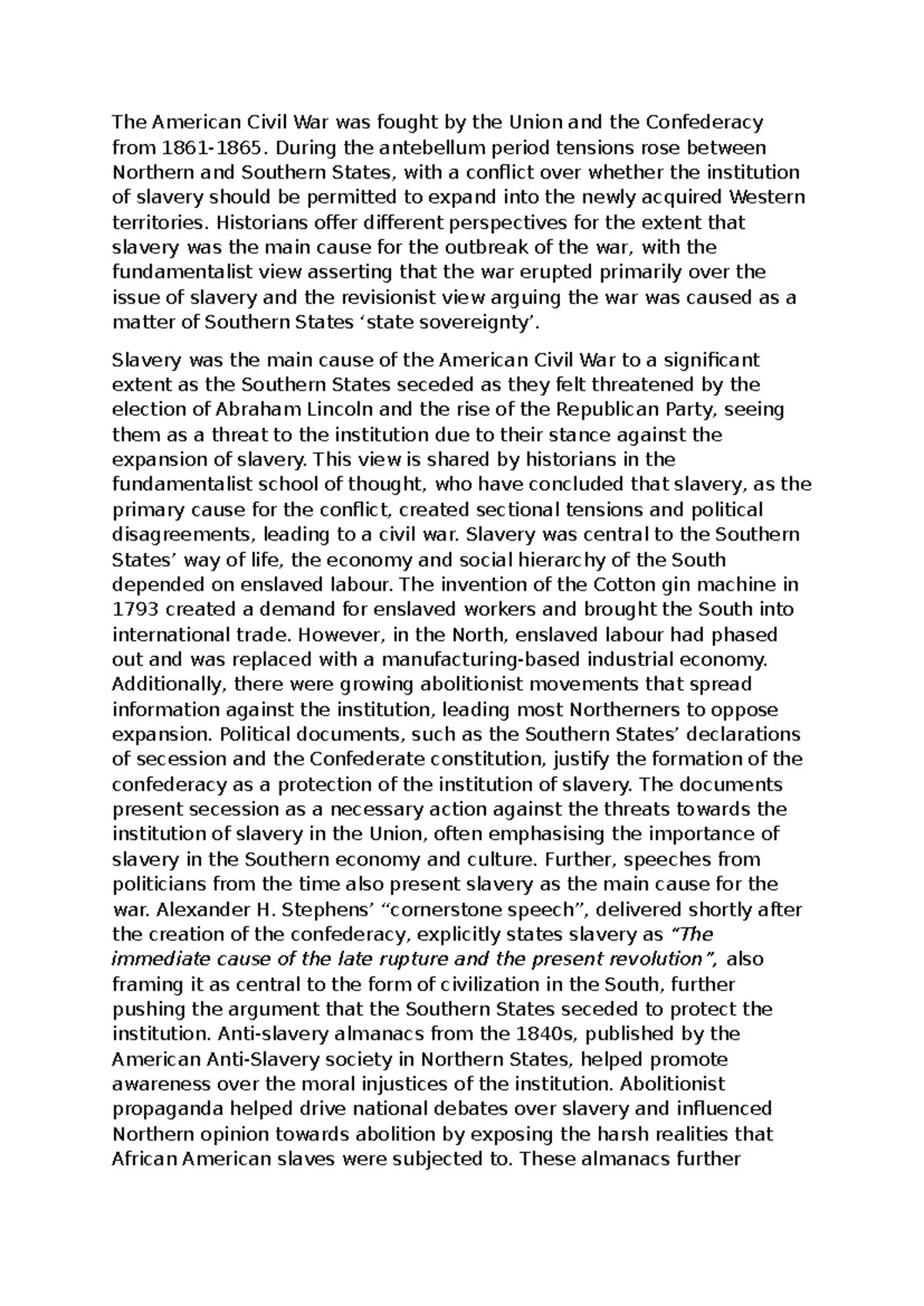 The American Civil War: Slavery's Role and Historical Perspectives ...
