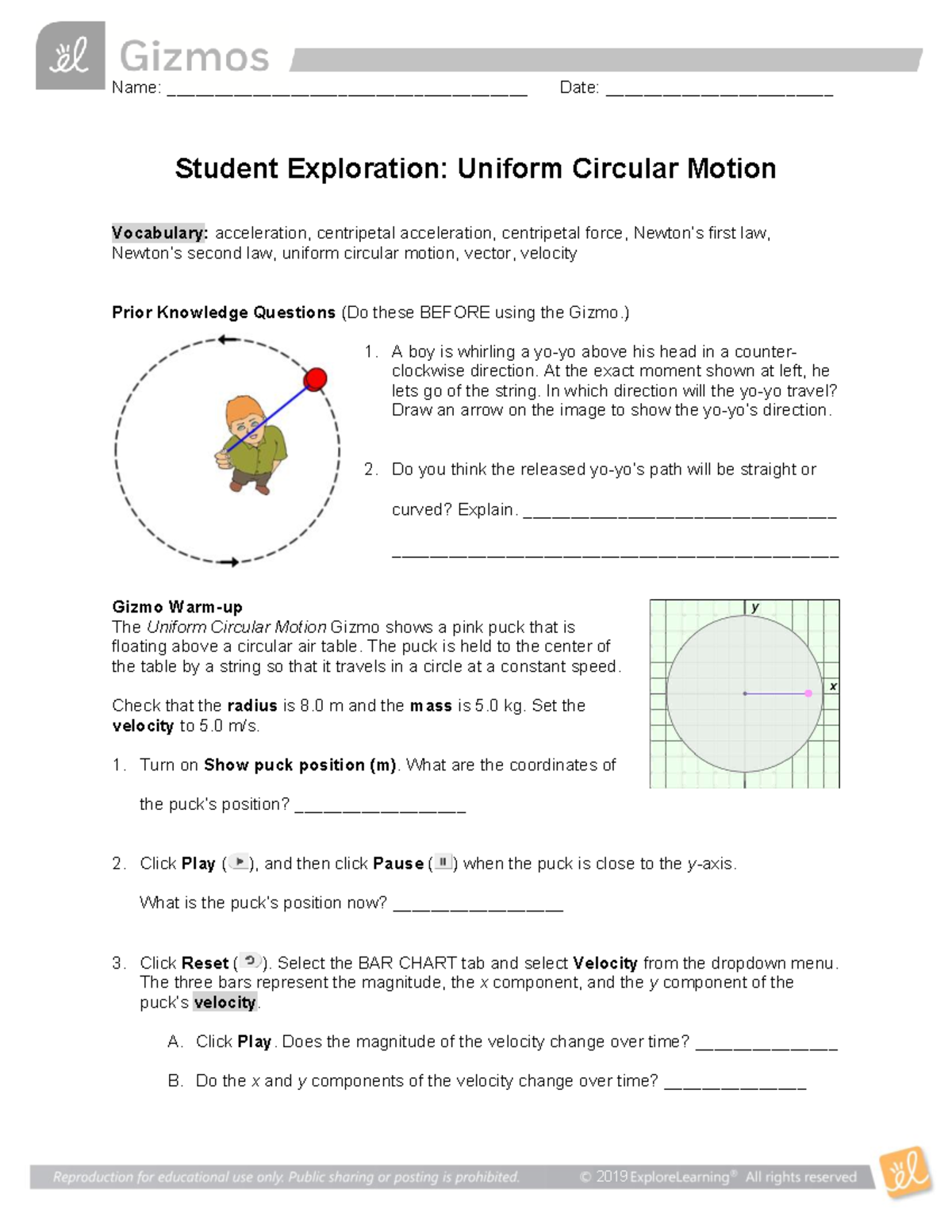 Uniform Circular Motion SE: Vocabulary & Activities Guide - Studocu