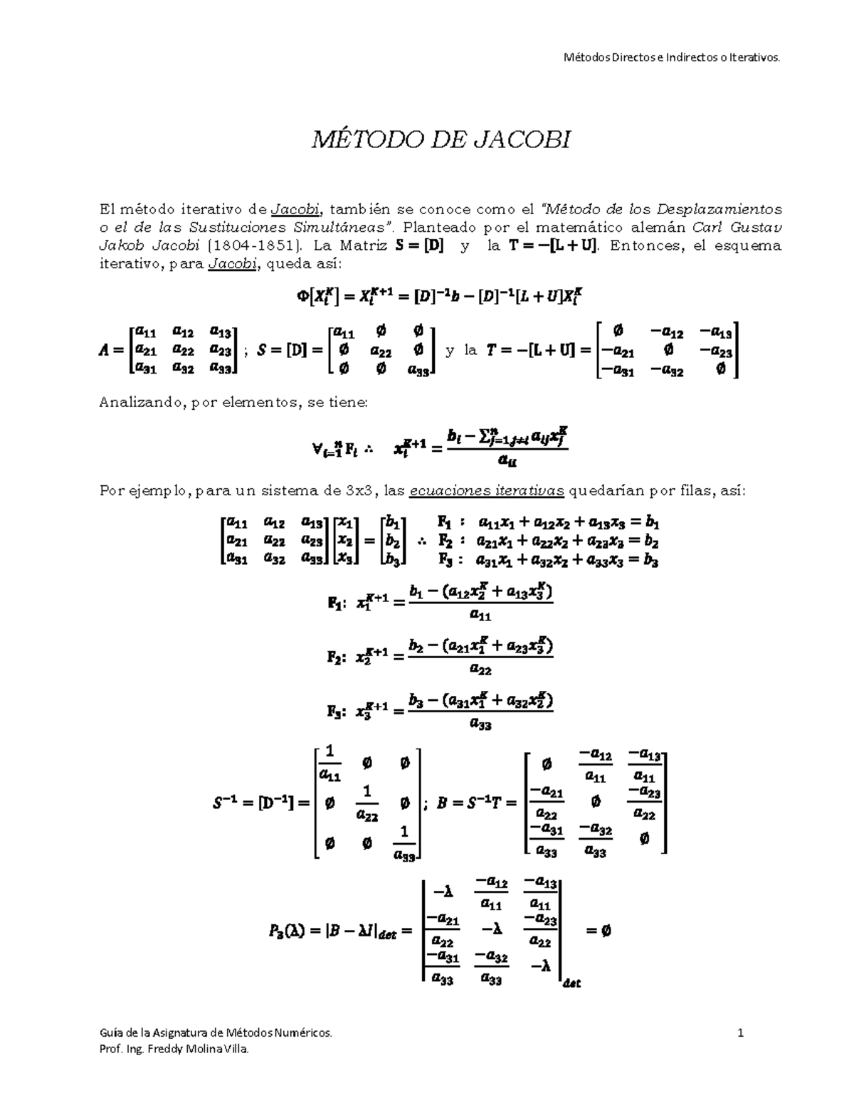 Método de Jacobi: Guía Práctica en Métodos Numéricos (NUM101) - Studocu