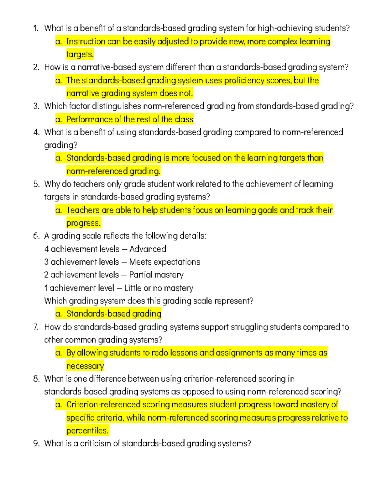 D184 Study Guide: Grading Systems and Proficiency Scales Explained ...