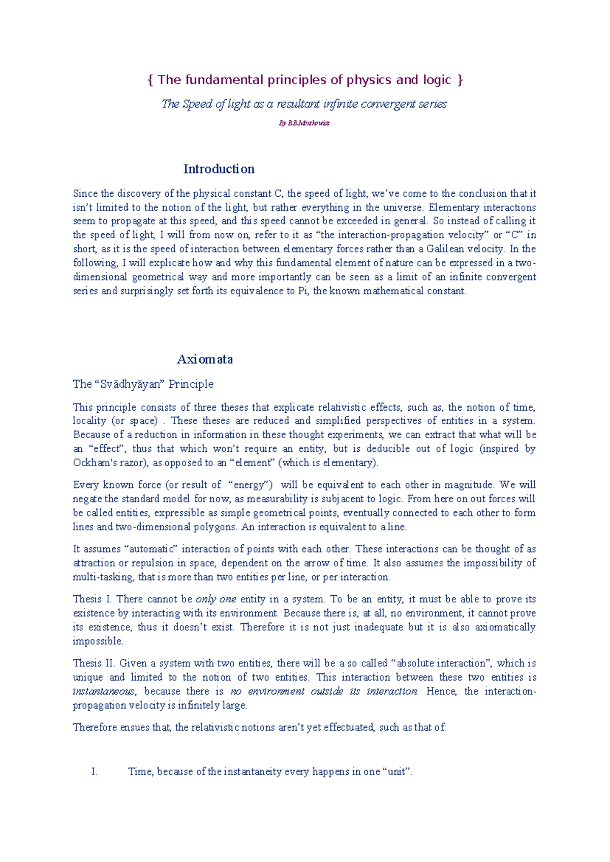 Physics and Logic: The Speed of Light as an Infinite Series - Studeersnel