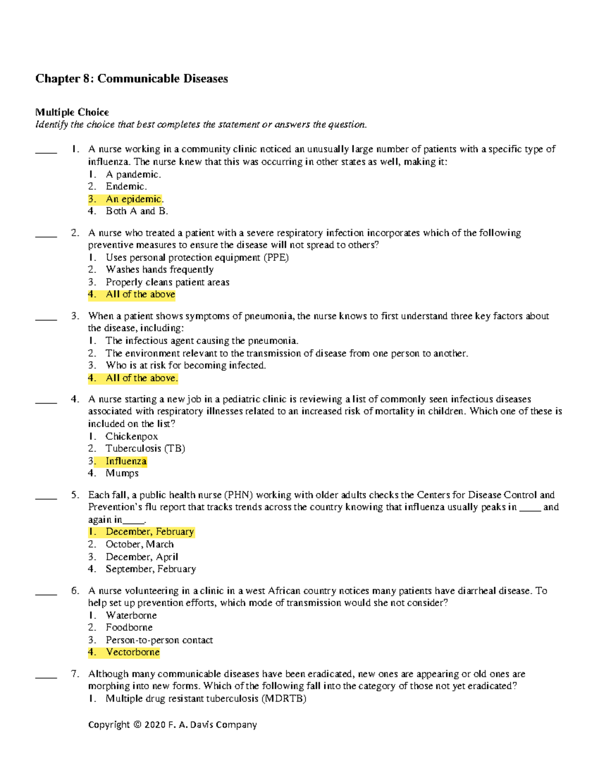 Chapter 08 - ppt and course notes - Chapter 8: Communicable Diseases ...