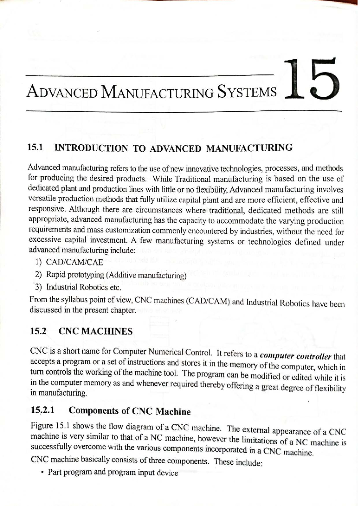 Advanced Manufacturing Systems: CNC & Robotics Overview - Studocu