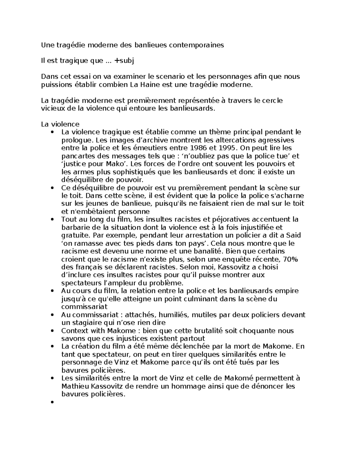 Essai sur La Haine - Tragédie moderne des banlieues contemporaines ...