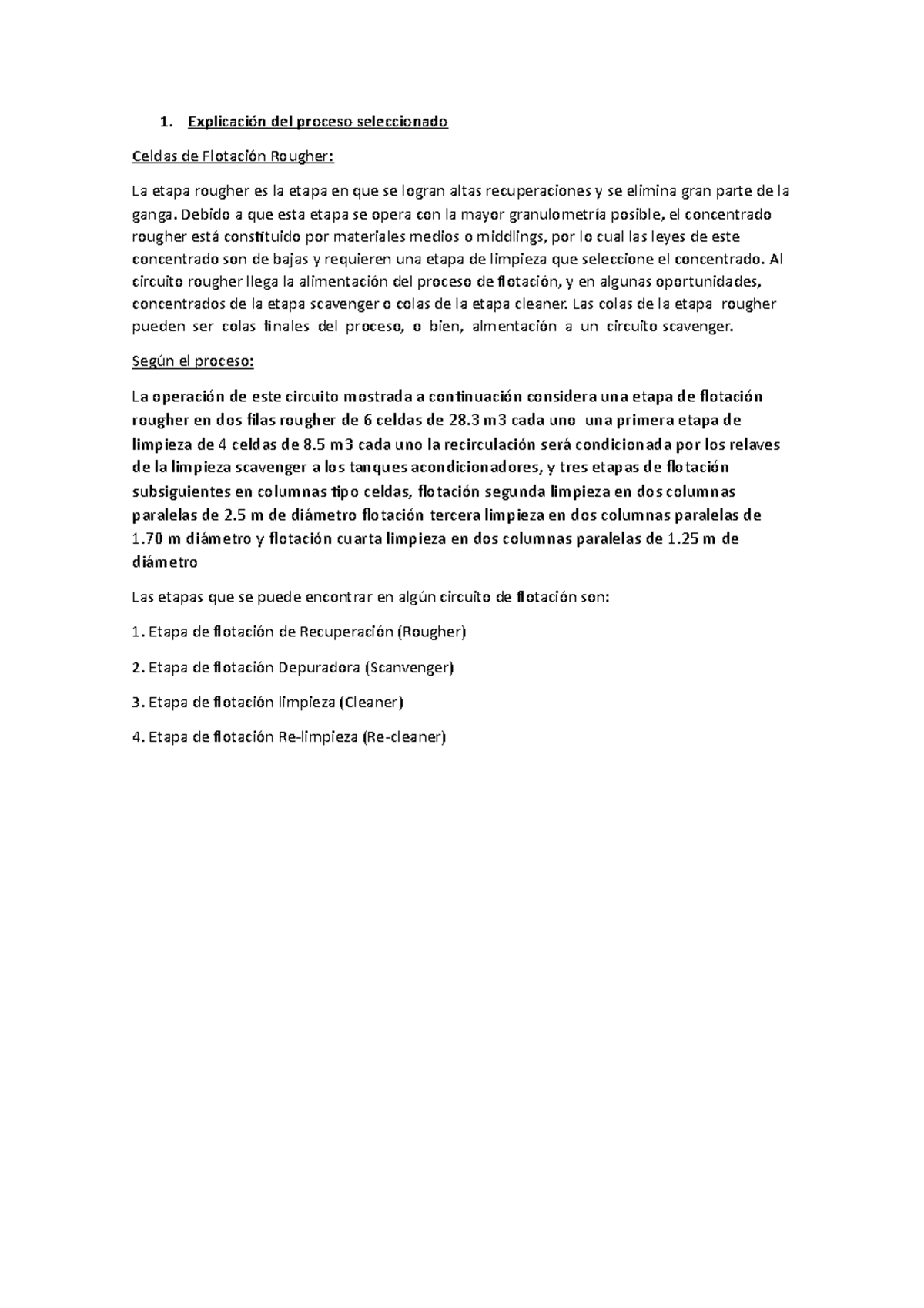 Guía del Proceso de Celdas de Flotación Rougher y Sistemas de Control ...