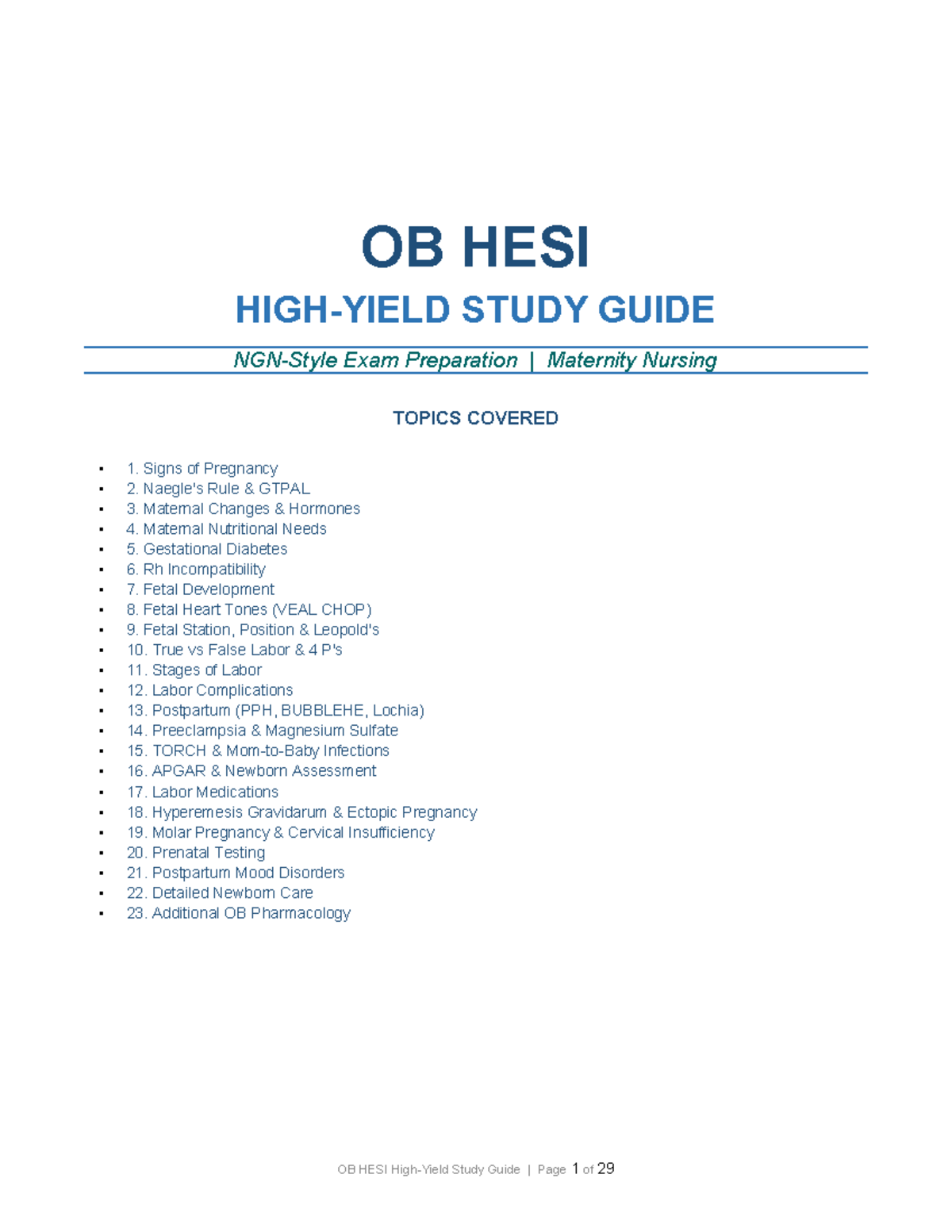 OB HESI Study Guide: Comprehensive Exam Prep for Maternity Nursing ...