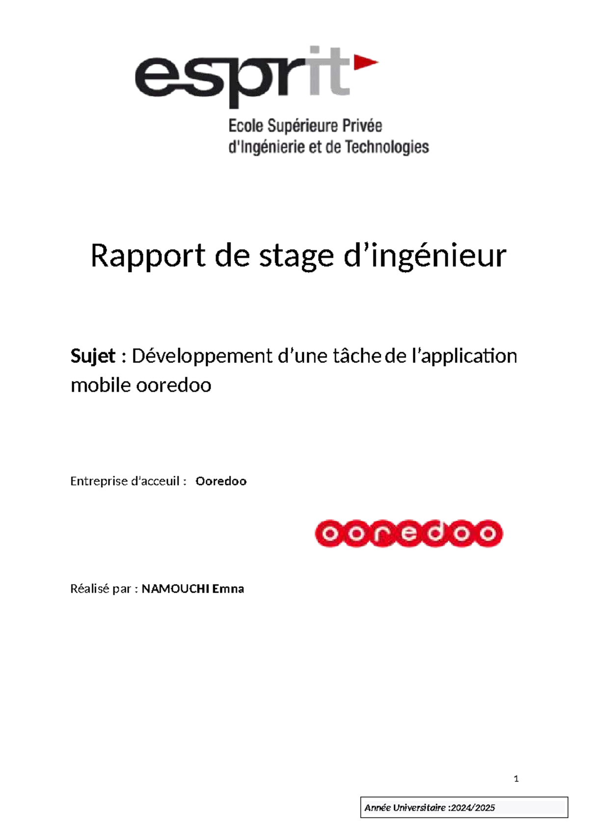 Rapport de Stage - Développement d'une Tâche Mobile Ooredoo - Studocu