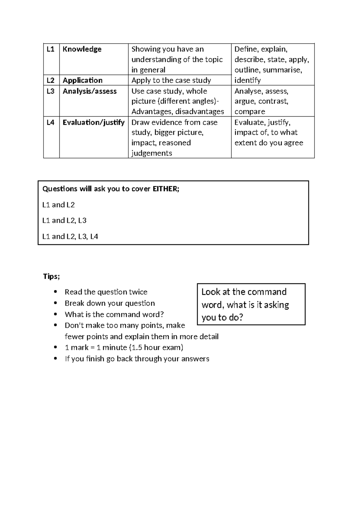 Revision 6: Structuring Questions for L1 & L2 Understanding - Studocu