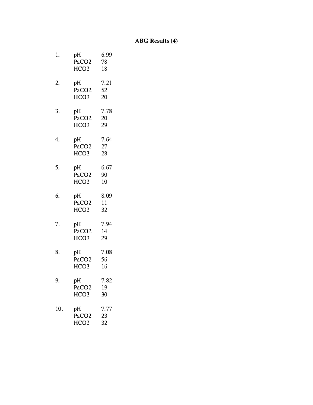 ABG Results Analysis: pH, PaCO2 & HCO3 Overview (Combination) - Studocu