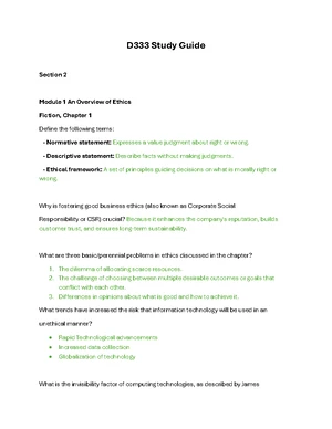 WGU D333 Final Exam Study Guide on Ethics in Technology - Studocu