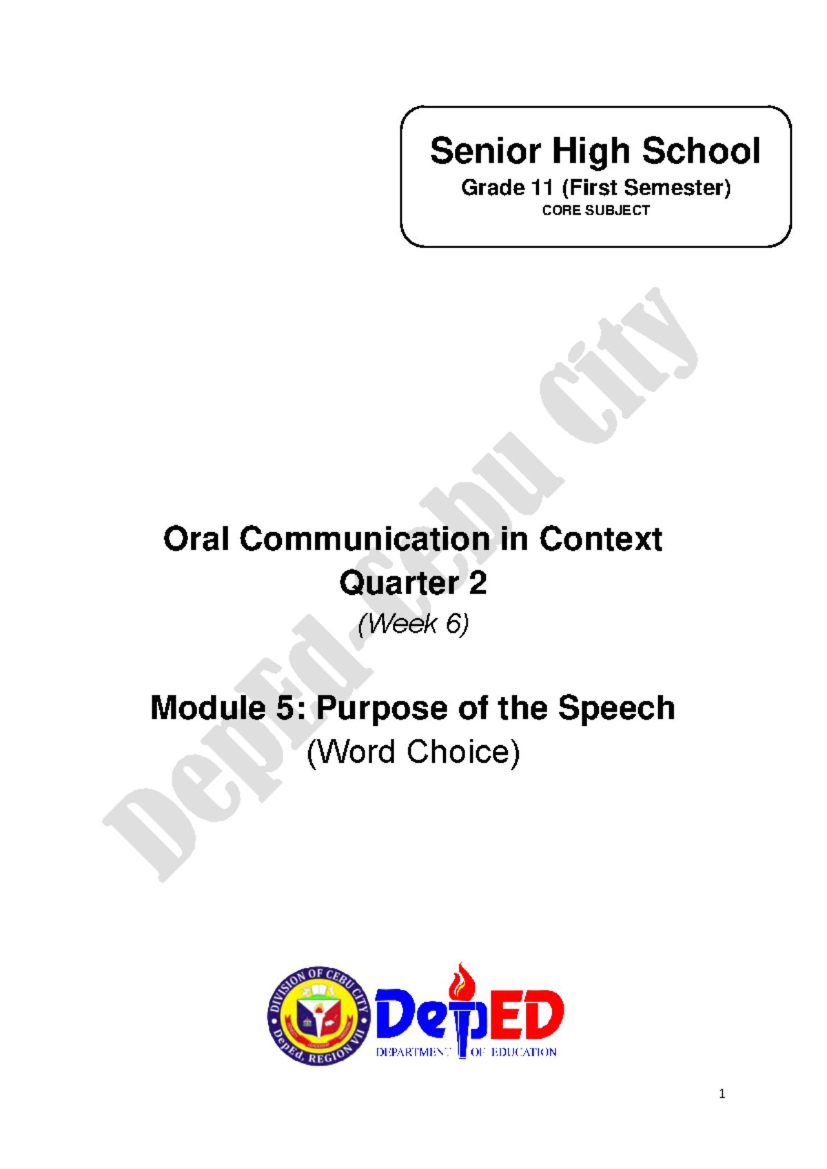 5 Q2 Oral Comm - Oral Communication Module 5 Quarter 2 - Oral ...