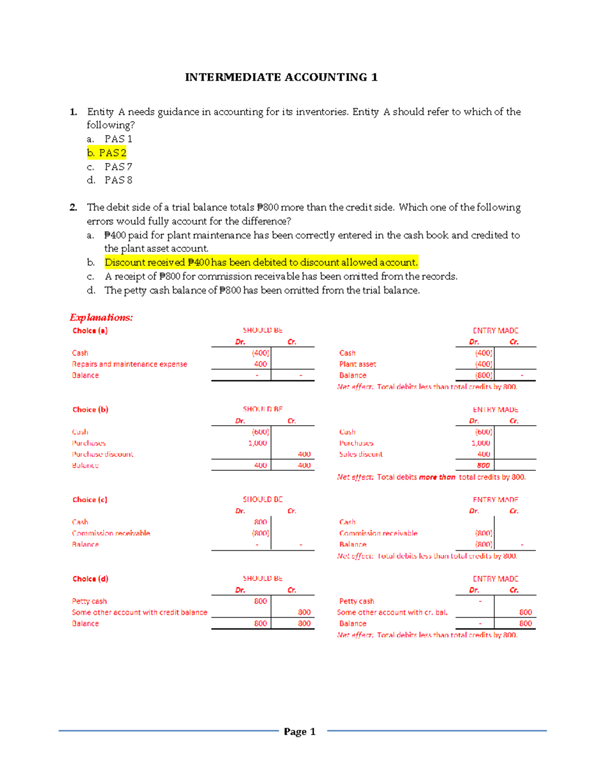 Intermediate Accounting 1: Inventory and Accounts Payable Solutions ...