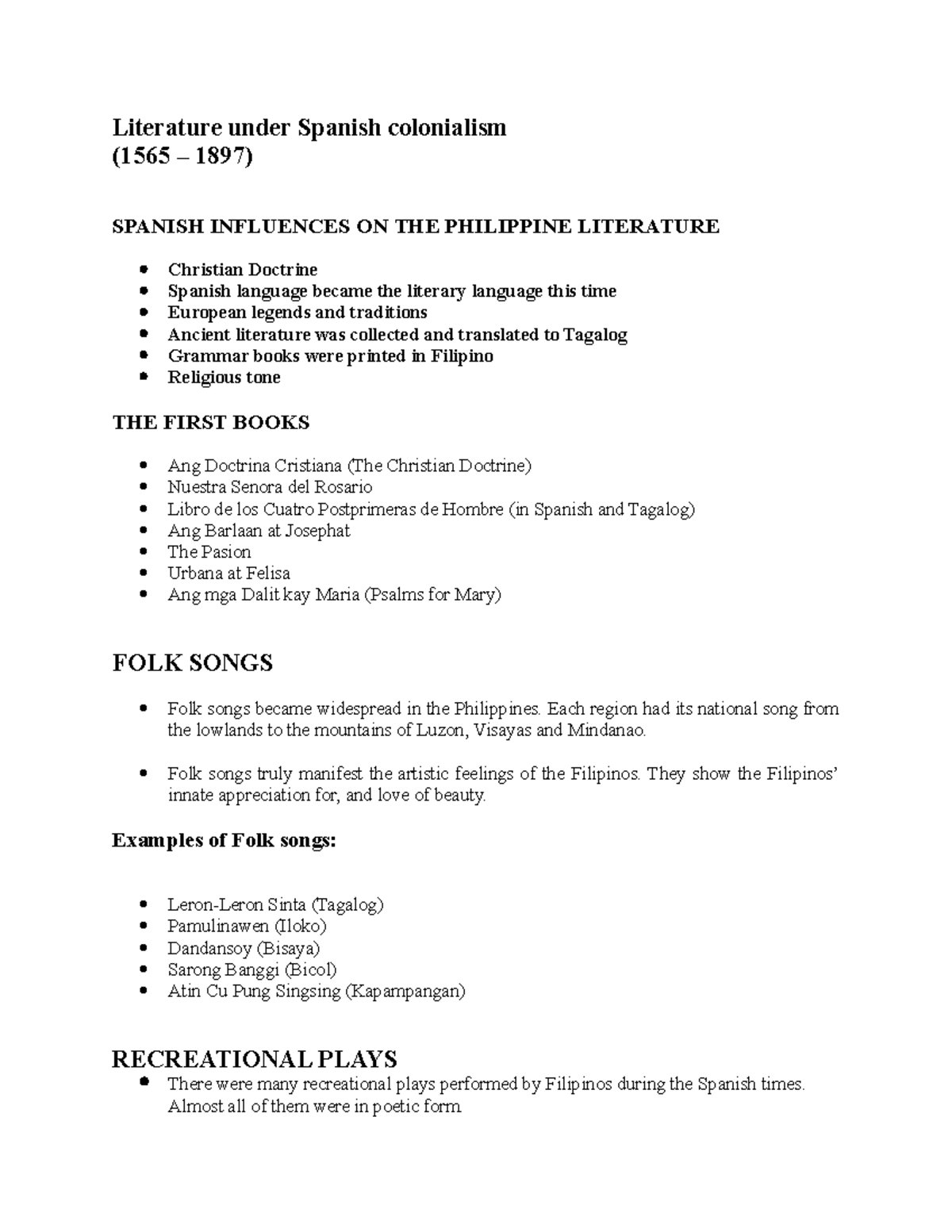 Literature under Spanish colonialism - 21st Century Literature From the ...