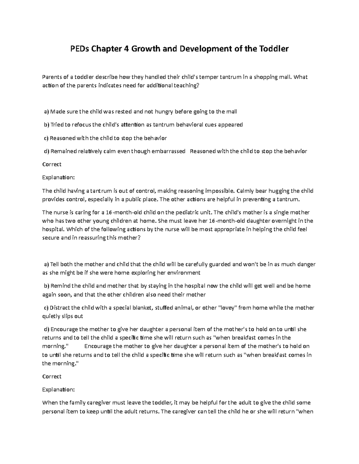 PEDs Chapter 4 Growth and Development of the Toddler - What action of ...