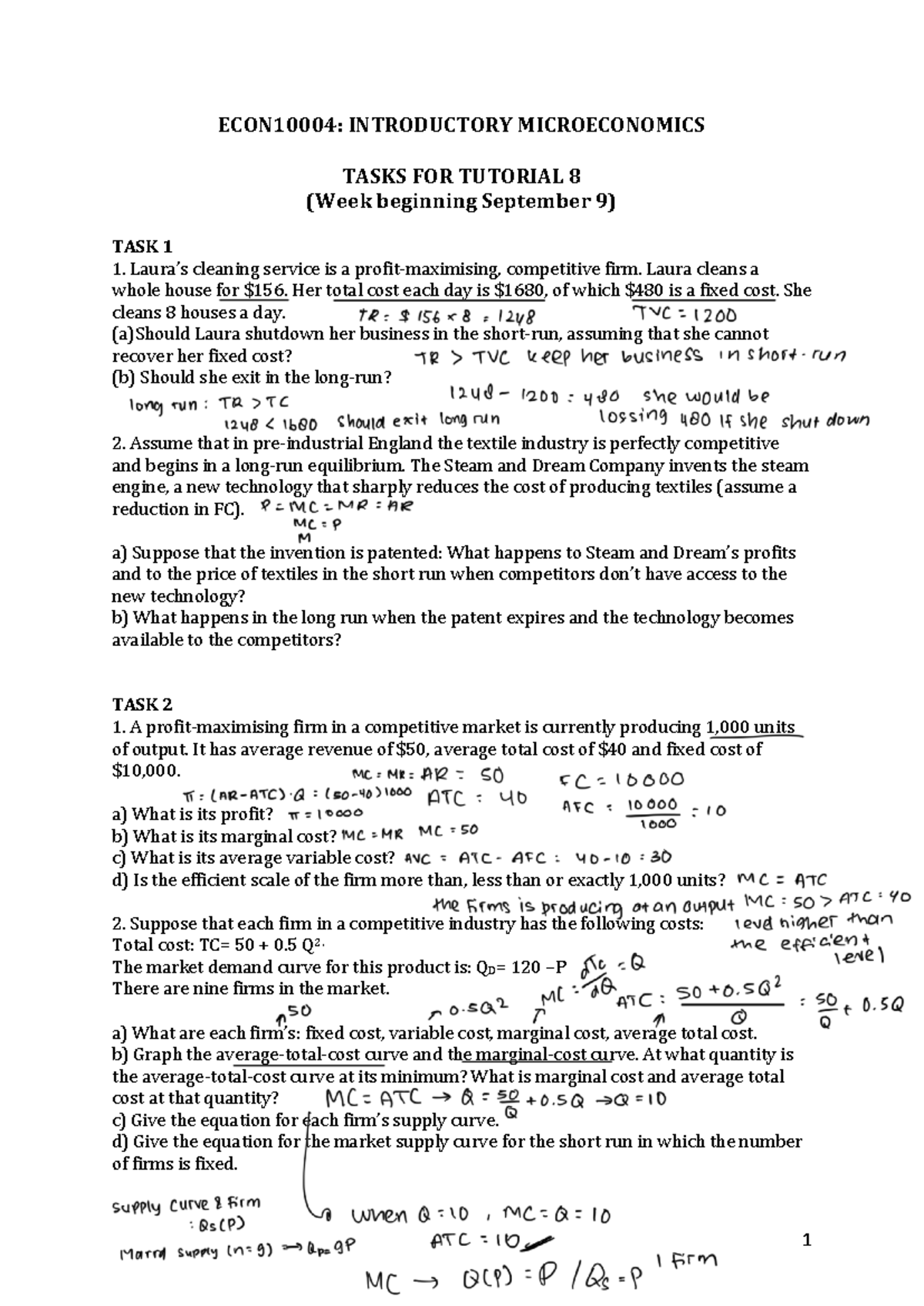 Week+8+Tutorial+Questions - 1 ECON10004: INTRODUCTORY MICROECONOMICS ...