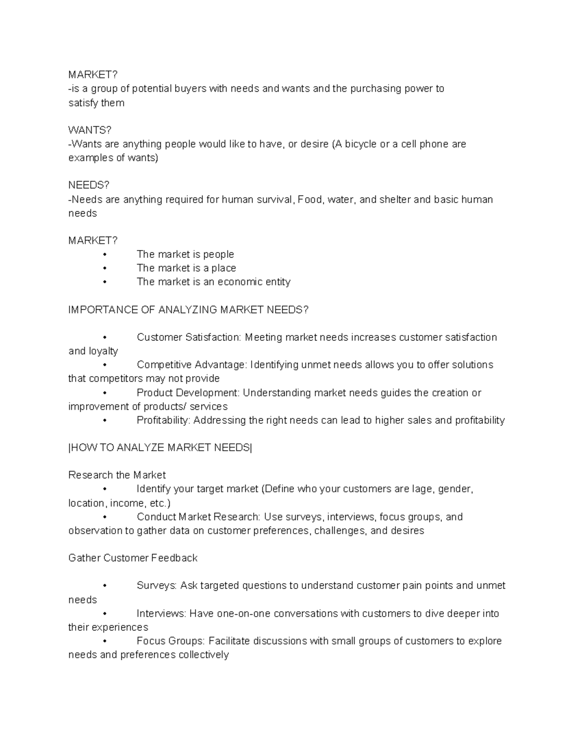 Entrep - Understanding Market Needs and Customer Requirements - Studocu