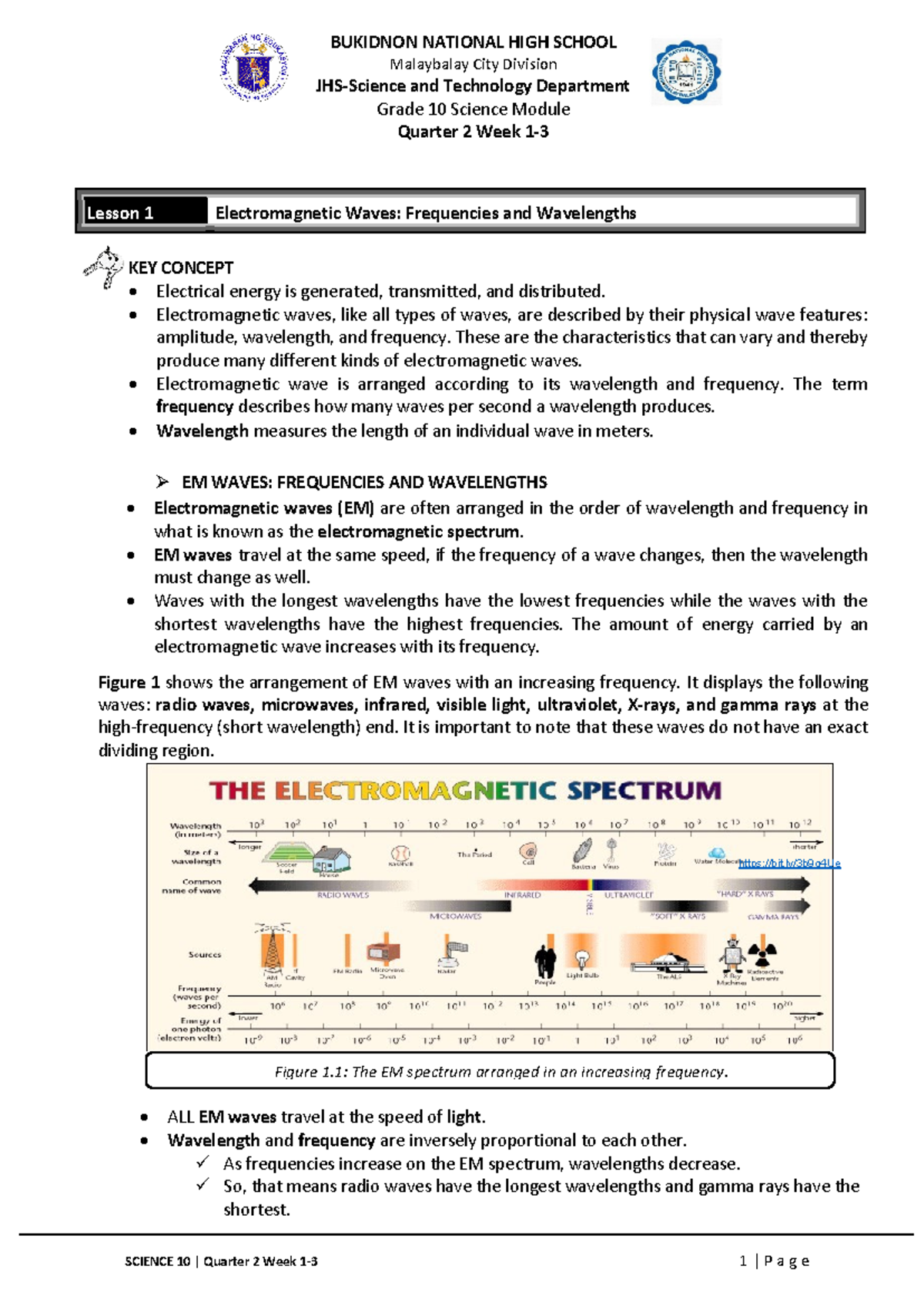Science-10 Q2 W1-3 - Science G10 module - BUKIDNON NATIONAL HIGH SCHOOL ...