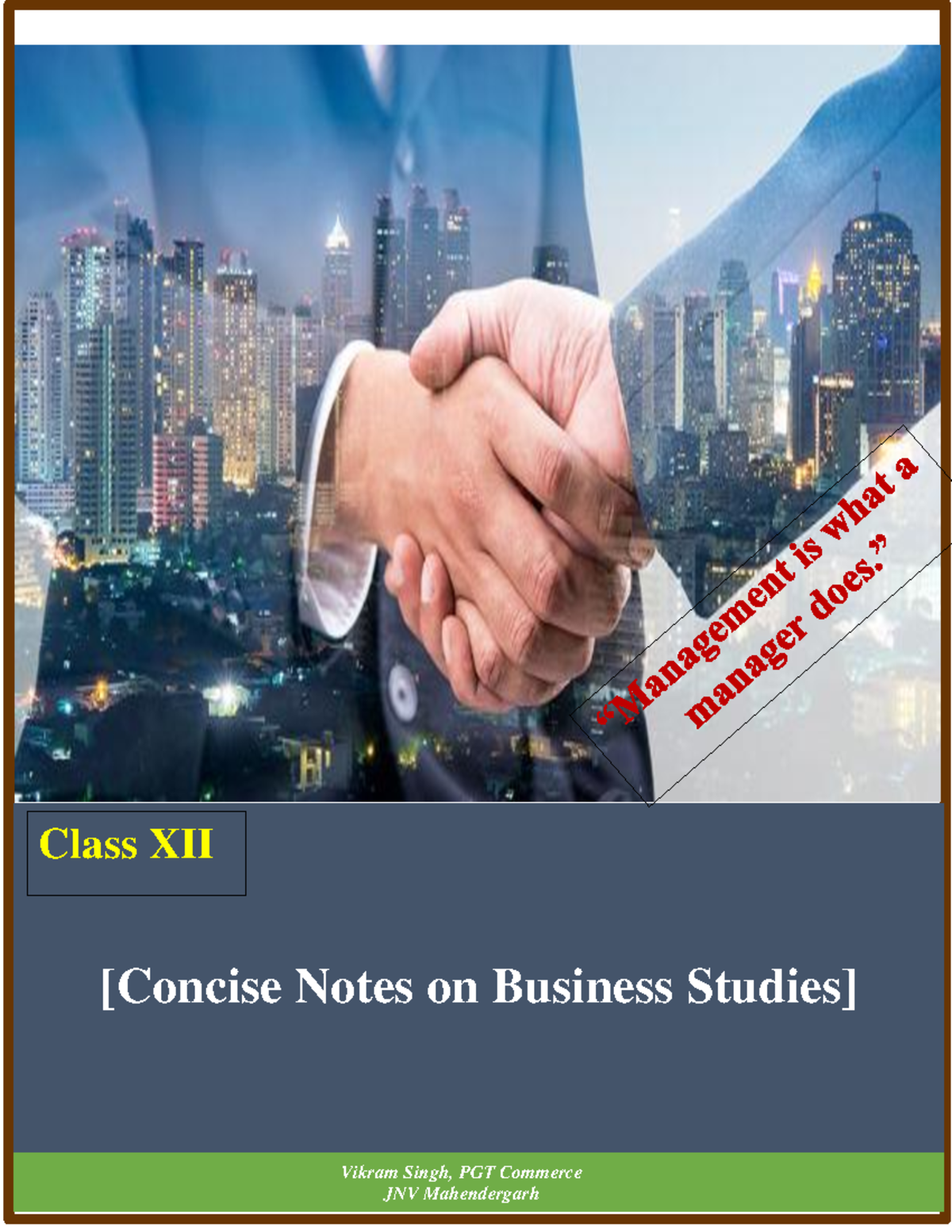 Class XII Concise Notes on Business Studies (PGT Commerce) - Studocu