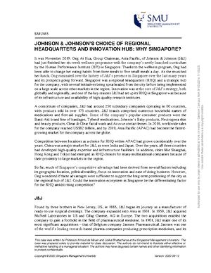 Case Analysis Johnson Johnson - CASE ANALYSIS: JOHNSON & JOHNSON I ...