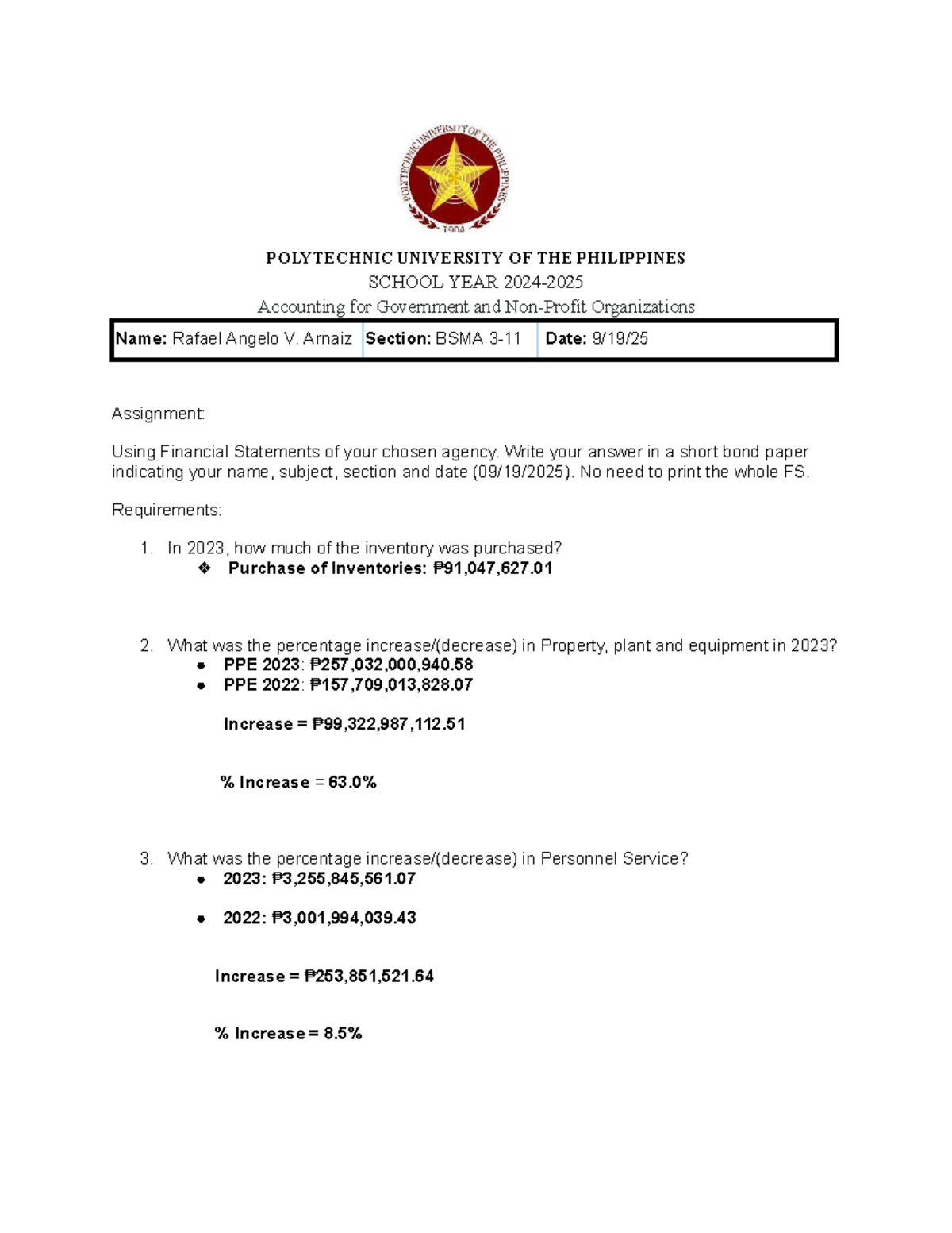 BSMA 2023: Assignment on Financial Statements Analysis - Studocu