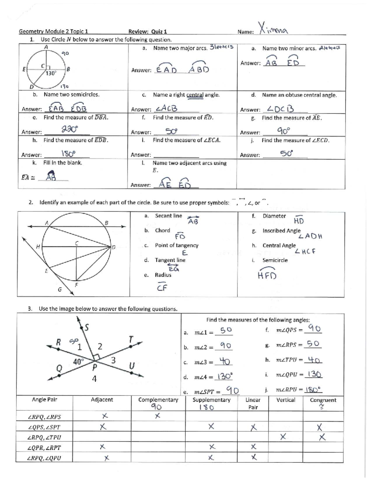 Geometry Module 2 Topic 1 Review: Quiz 1 Answers - Studocu