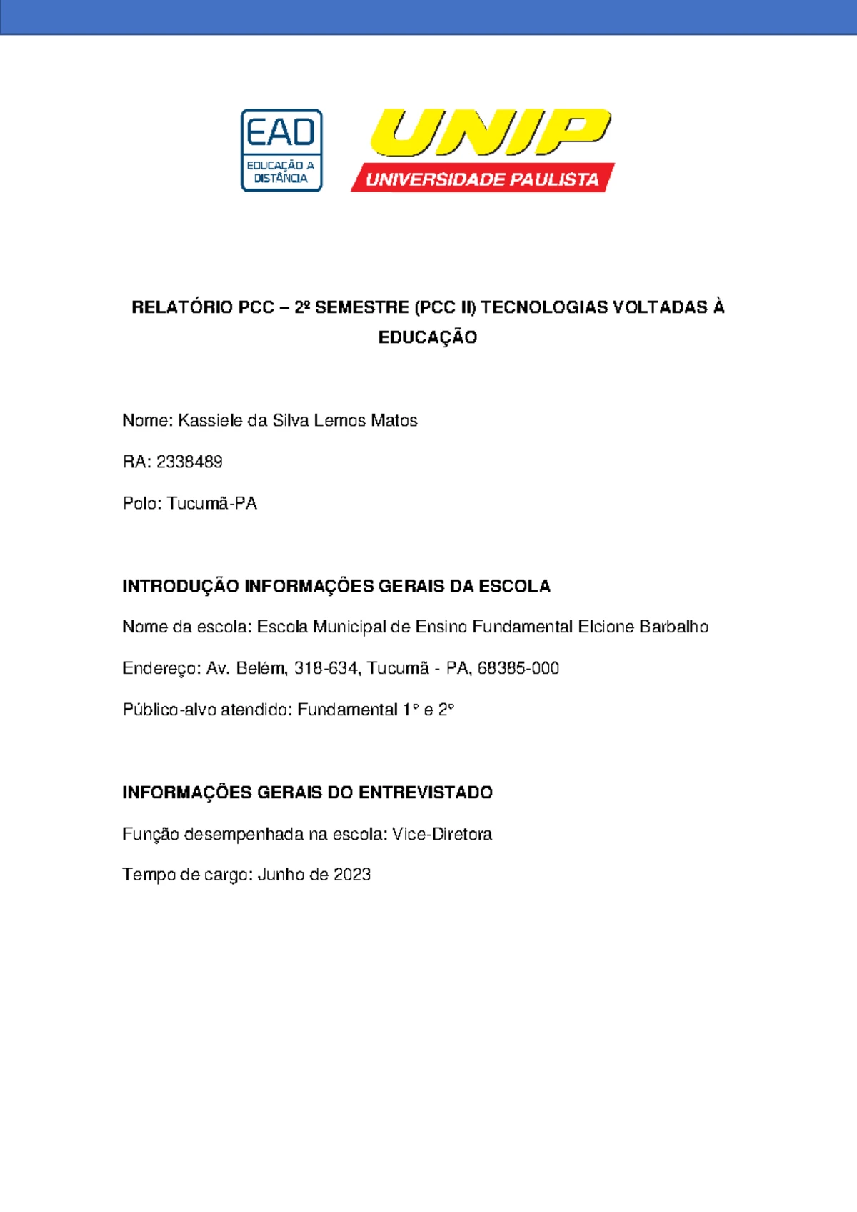 Proposta PCC IV - Prática como Componente Curricular Proposta de ...