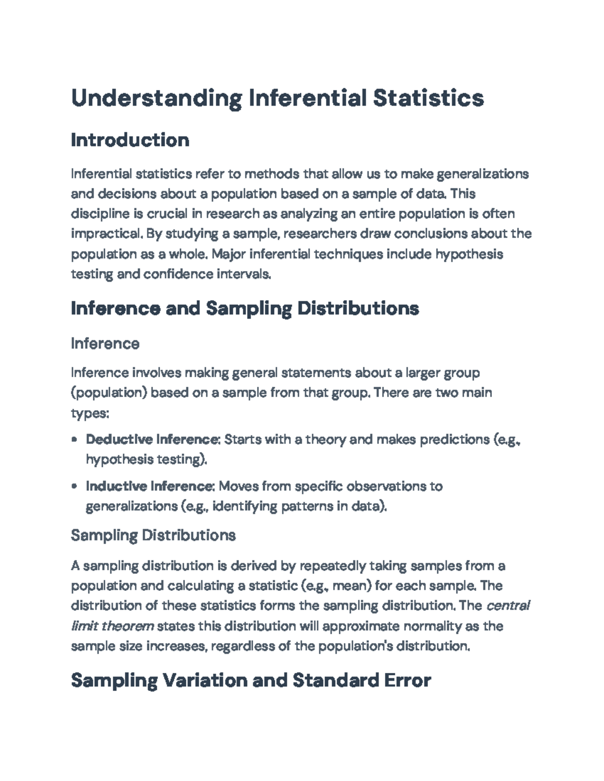 Inferential Statistics: Hypothesis Testing & Confidence Intervals ...