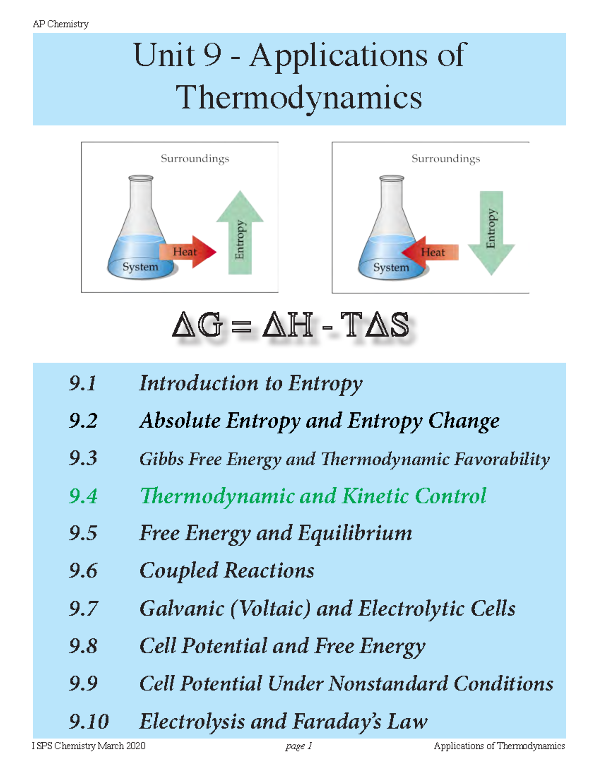 9-4 Thermodynamic and Kinetic Control-Student - Unit 9 - Applications ...