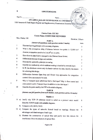 CST 303 Computer Networks: Comprehensive Course Material Overview - Studocu