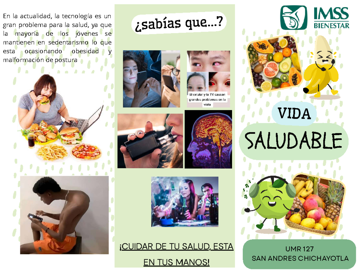 Tríptico sobre Vida Saludable: UMR 127 San Andrés Chichayotla - Studocu