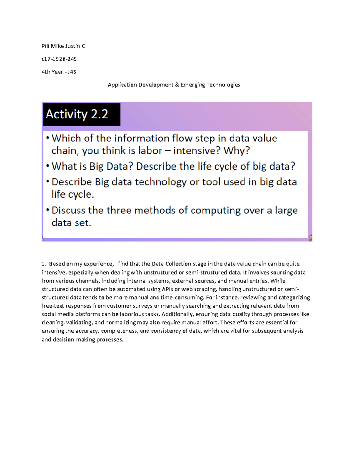 Assignment 2: Comprehensive Guide to Data Collection & Big Data ...