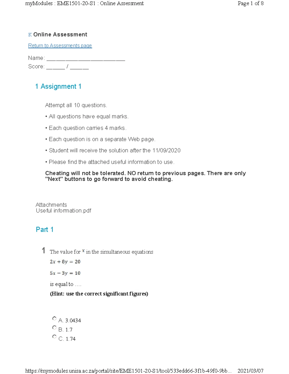 Ecsa registration report example - 1 of 9 Surname and Initials ...