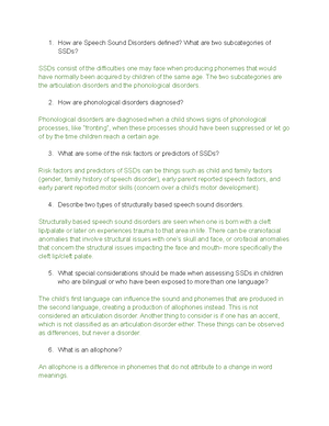 SLH Homework 1 - Homework 1 Define/describe the following (1-6): Speech A vocalized form of ...