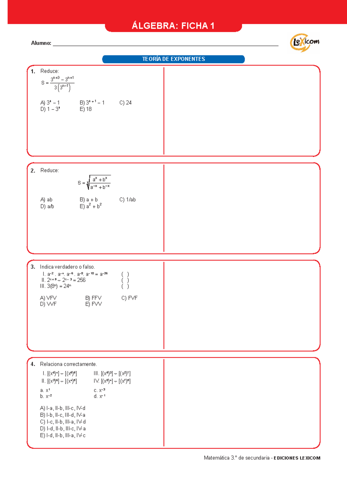 10032025 Ficha 1 Teoria DE Exponente - Matemática 3. o de secundaria ...