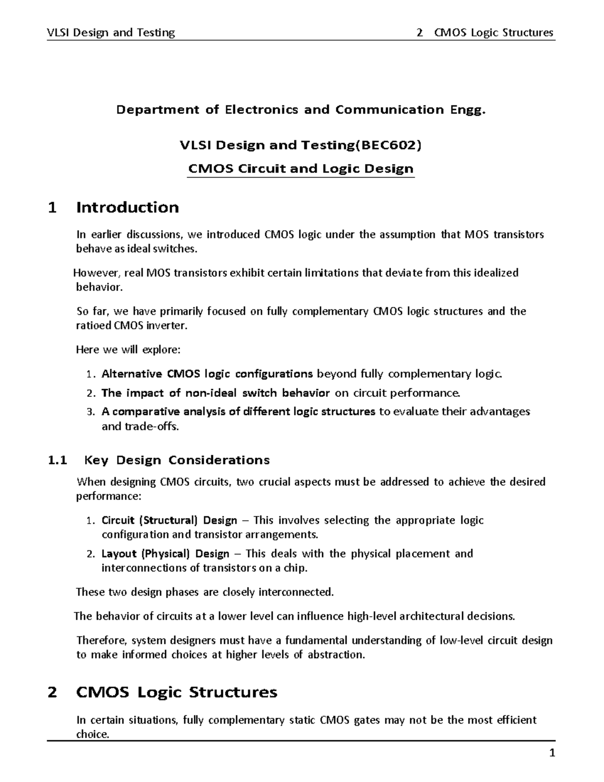 Updated BEC602 - Module 4: CMOS Logic Structures and Design Principles ...