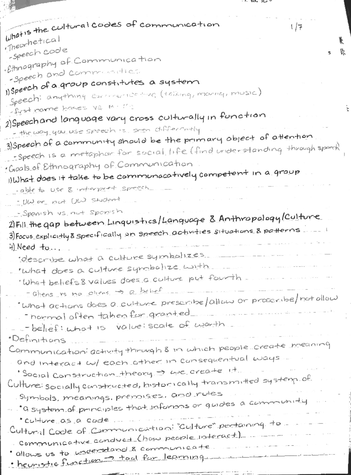 COM484 Cultural Codes of Communication Notes - What is the cultural ...