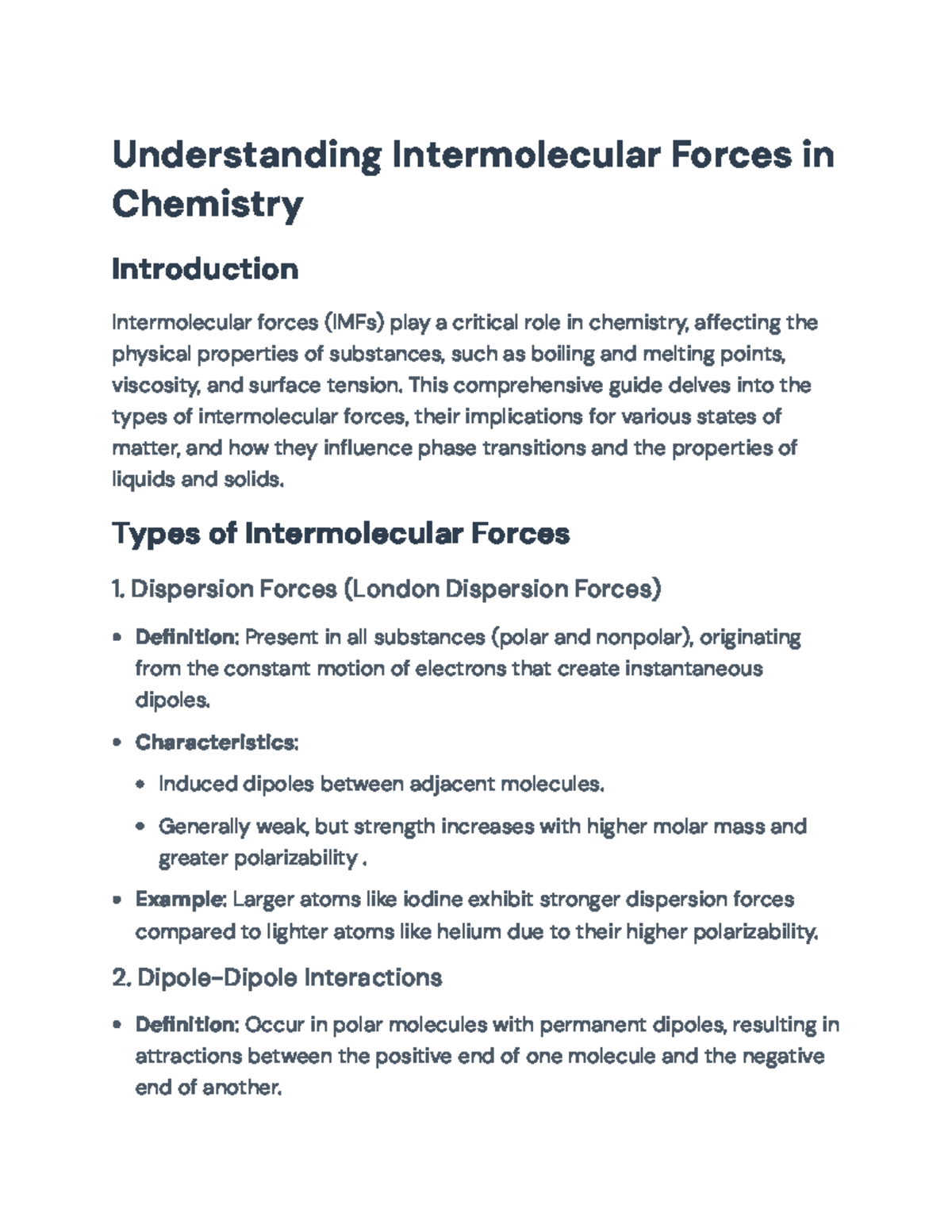 Chemistry 101: Understanding Intermolecular Forces & Their Effects ...