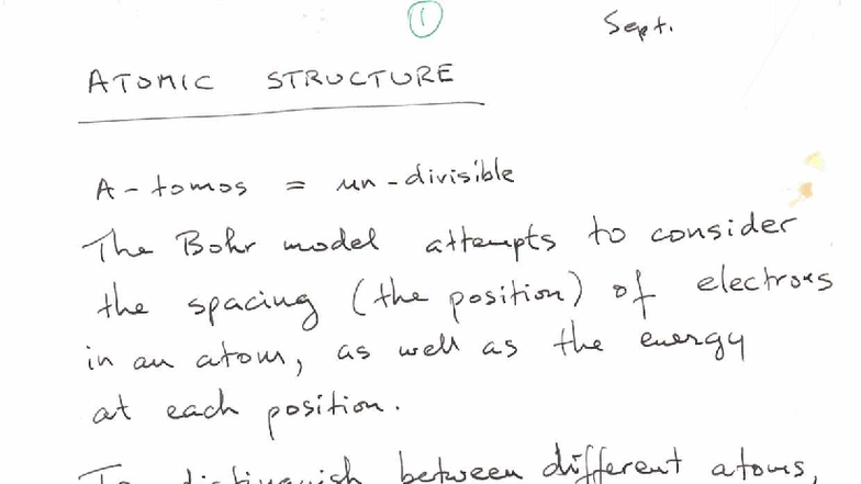 Sept. ATOMIC STRUCTURE & BONDING: Key Concepts and Models - Studocu