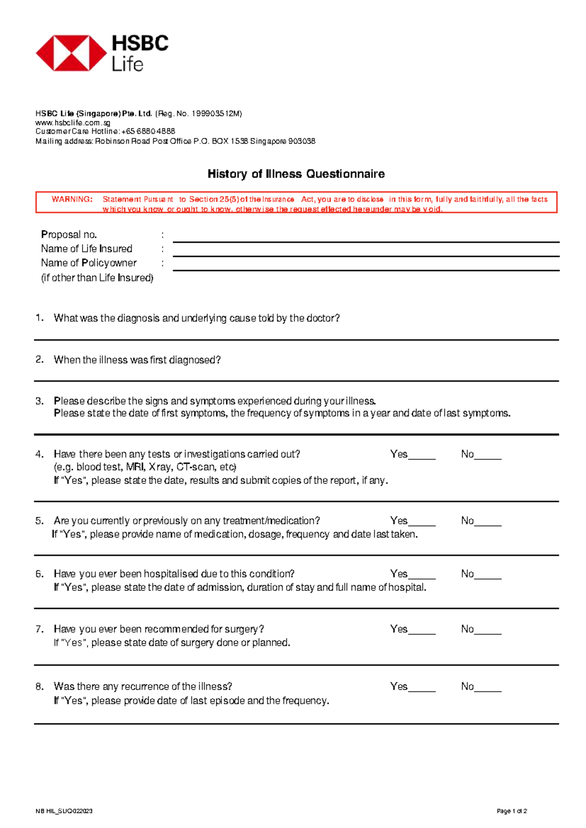 History of Illness Questionnaire - Essential Details for Insurance ...