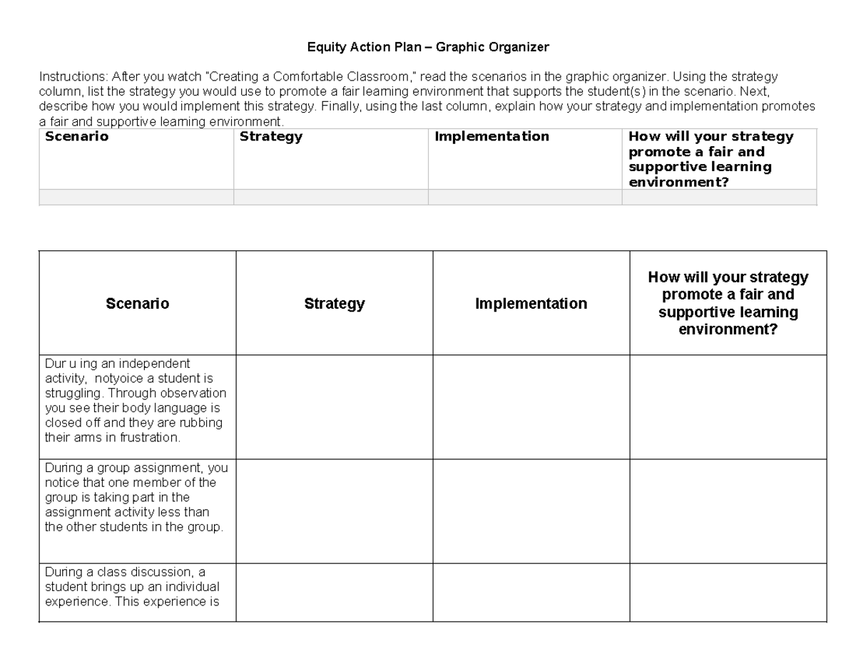 C691: Equity Action Plan Graphic Organizer Instructions - Studocu