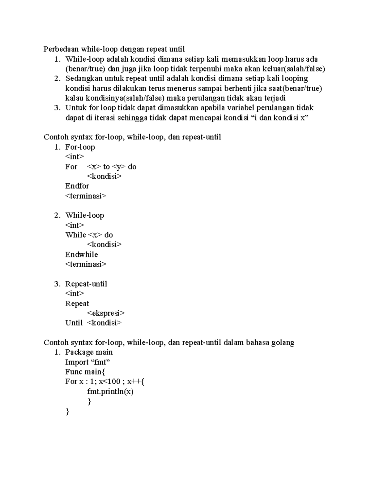 Perbedaan While-Loop dan Repeat Until dalam Pemrograman - Studocu