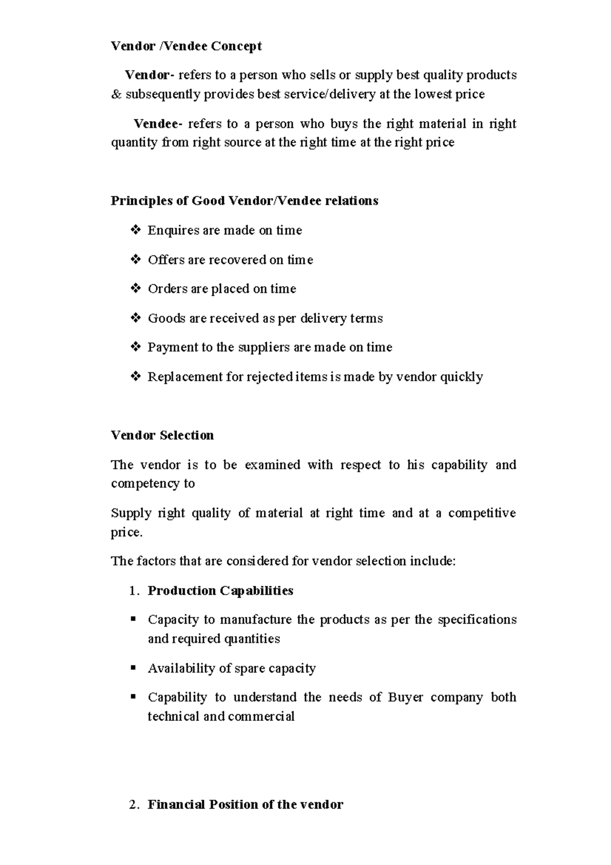 Vendor and vendee - Vendor /Vendee Concept Vendor - refers to a person ...