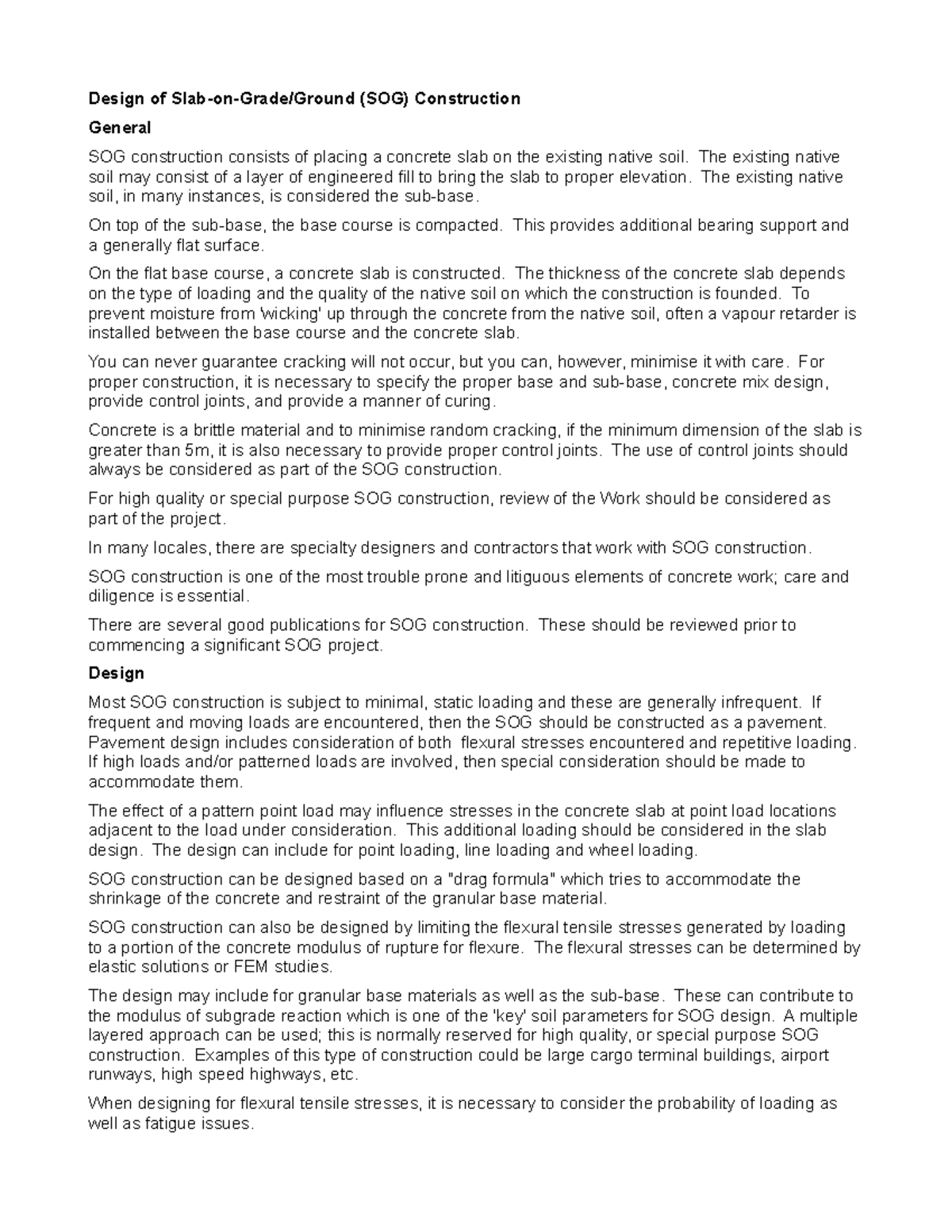 Design Principles for Slab-on-Grade Construction 2131121 - Studocu