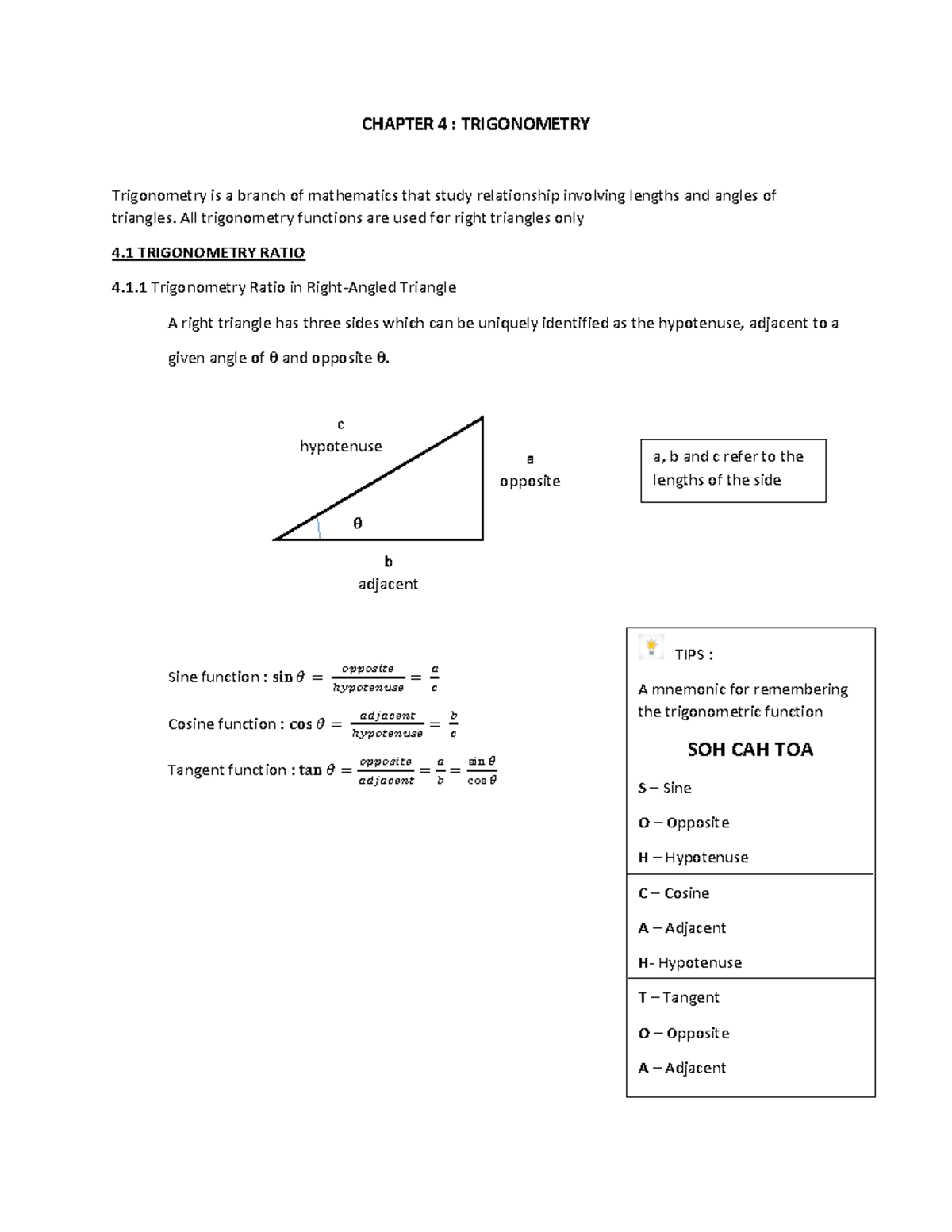 Trigonometric Identities and Equations - MAT101 Lecture Notes - CHAPTER ...