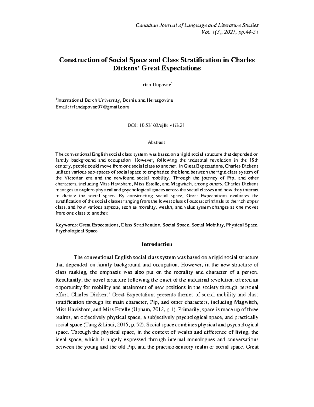 Construction of Social Space and Class Stratification in Great ...