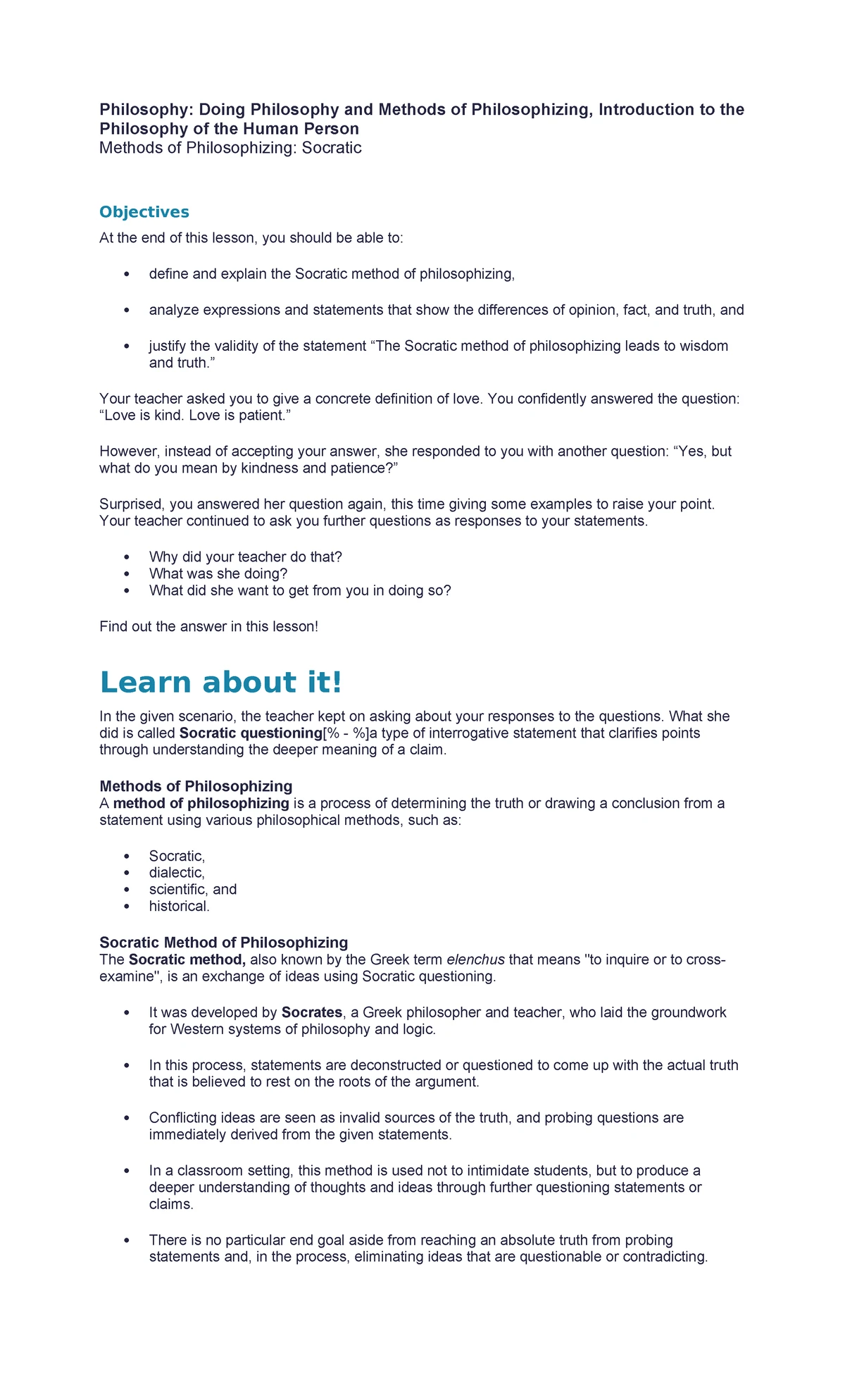 PHIL 101: Limitations and Possibilities for Transcendence in Human ...