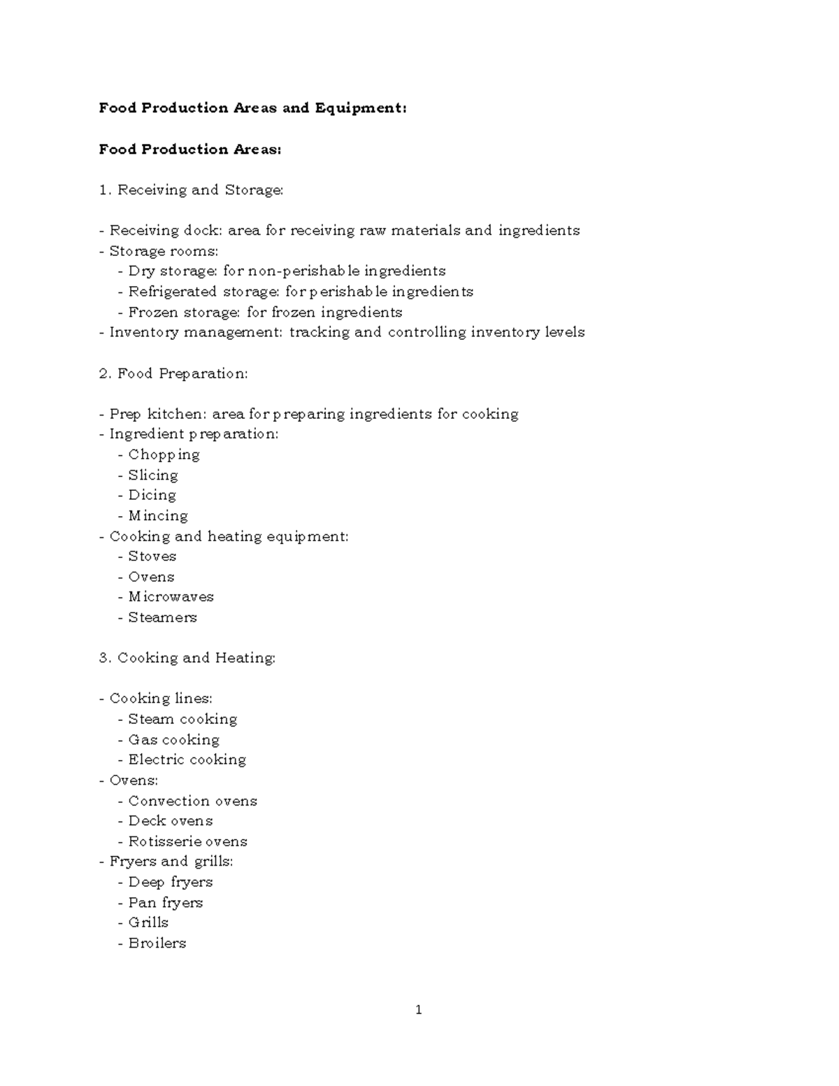 Food Production Areas & Equipment Overview: Key Concepts & Practices ...