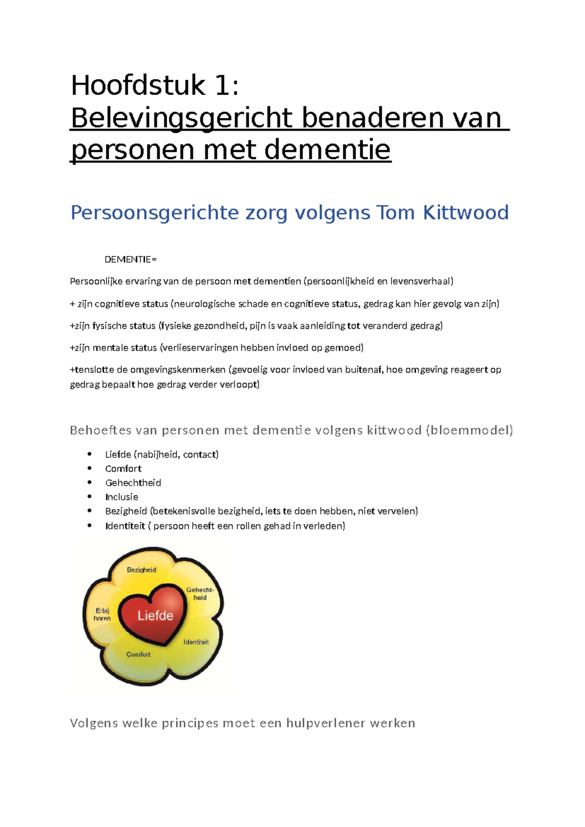 Hoofdstuk 1: Persoonsgerichte Zorg en Veranderd Gedrag (SV) - Studocu