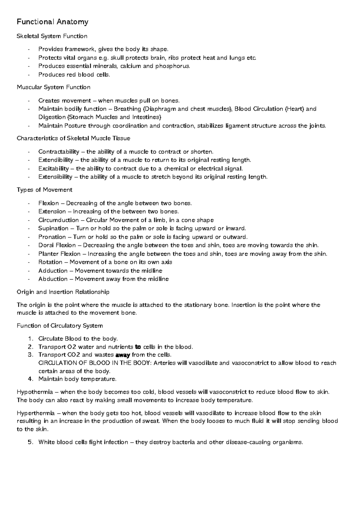 Sport Notes: Functional Anatomy, Circulatory System, and Exercise ...